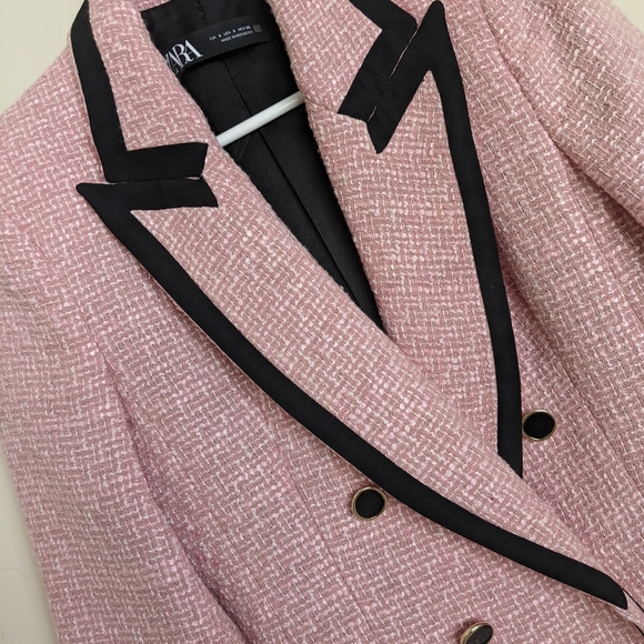 Zara | Jackets & Coats | Last One Zara Nwt Pink Textured Tweed Blazer ...